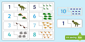 Dinosaur-Themed Number Formation 1-10 Worksheet