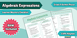 Algebraic Expressions Grade 8 Practice Activity Sheet