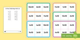 Times Table Bingo Cards - Primary Resources (teacher made)