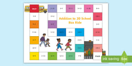 Addition to 20 School Bus Game (teacher made) - Twinkl