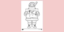 FREE! - Illustrated Visiting Santa Colouring Sheet | Twinkl