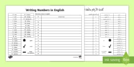 Numbers -10 to 10 Number Line Arabic/English - Numbers -20 to 20 Numberline
