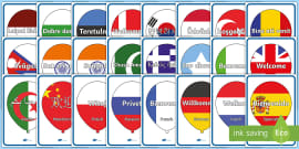 Hello in Multiple Languages Flag Bunting (teacher made)