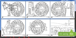 Anzac Day Poppy Themed Mindfulness Colouring Sheets - Twinkl