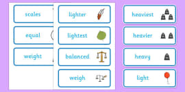 Measurement and Length Vocabulary Word Cards (teacher made)