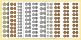 A4 British (UK) Coin Cut-Outs (teacher made)