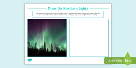 Northern Lights Colouring Page (teacher made) - Twinkl