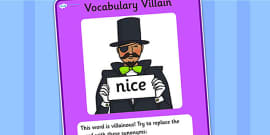 Vocabulary Villain Nice Word Mat (teacher made) - Twinkl