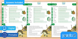 Fun Dinosaurs Picture Crossword Puzzle Pack - Twinkl Puzzled