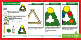 Christmas Tree Pom-Poms Worksheet / Worksheet - Twinkl