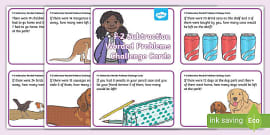 Subtraction Word Problem Challenge Cards (teacher made)