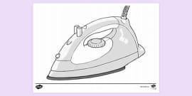 Iron and Ironing Board Colouring Sheet (teacher made)