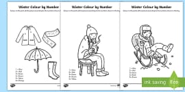 👉 French Winter Colour by Number Activity Sheet - Twinkl