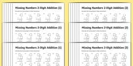 Differentiated Missing Number Column Method All Operations Worksheet