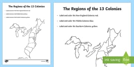 Three Regions of the Thirteen Colonies Venn Diagram