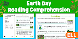 Earth Day Reading Passage Comprehension Worksheet for ELL
