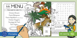 Editable Space-themed Restaurant Kids Activity Sheet