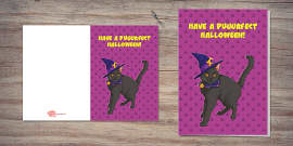 Black Cat Halloween Card | Twinkl Party (teacher made)