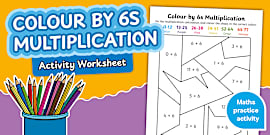 Colour by 9s Multiplication Activity Worksheet
