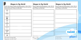PlanIt Maths Y2 Properties of Shapes Surface Shapes Home Learning Tasks