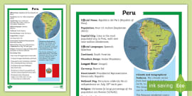Peru Fact File - KS1 - South America (Teacher-Made) - Twinkl