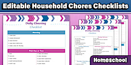 Editable Household Chores Chart