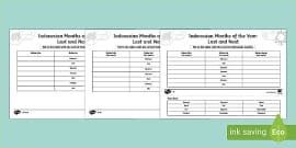 Months of the Year Flashcards Indonesian (teacher made)