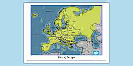KS1 Labelled Map of Europe - Twinkl
