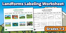 Landforms Cut and Paste Sorting Worksheet - Social Studies