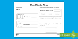 Plural Words - Beach Worksheet (teacher made) - Twinkl
