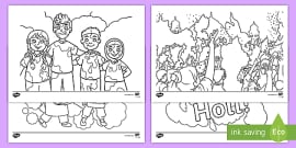 Happy Holi Cards - Printable Colouring Pack for Kids