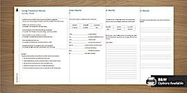 Sixth Grade Transition Words and Phrases Reference Sheet