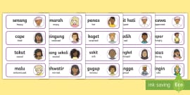 Indonesian Feelings and Emotions Matching Cards - Twinkl