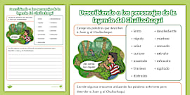 Ficha de actividad: Hoja de escritura de los personajes de la Leyenda del