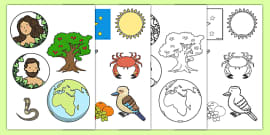 Adam and Eve Creation Story Coloring Sheets