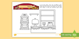 Bakery Colouring Page (Hecho por educadores) - Twinkl