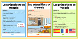 👉 French: Prepositions Interactive Word Mat Activity