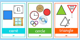 2D Shape Display Bunting French (teacher made) - Twinkl