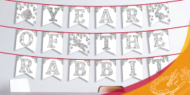 Year of the Rabbit Wreath Chinese New Year Colouring Pages