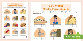 CVC Words Middle Vowel Sounds Activity (teacher made)