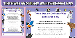 There Was an Old Lady Who Swallowed a Fly Trace the Words Worksheet