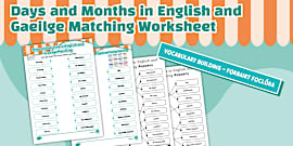 Months of the Year Criss Cross Puzzle Gaeilge
