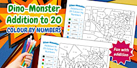Color by Number Addition Activity Pack - Minibeast Color by Number Addition