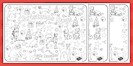 Christmas Dogs Colouring Cards - Twinkl - KS1