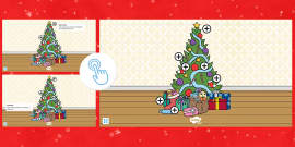 Christmas Themed Cut and Stick 2D Shape Worksheet / Activity