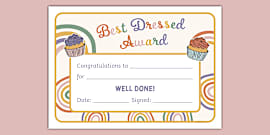 Best Dressed Certificate (teacher made) - Twinkl