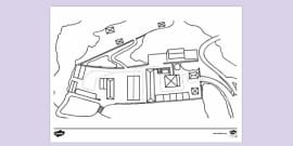 Sketch Map Colouring Sheet (teacher made) - Twinkl