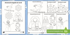 Iarna în imagini și cuvinte – Desene de colorat - Twinkl