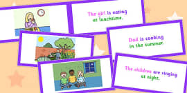 Picture Description Cards Who What Doing To What Where When Set 2