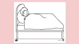 Child Lying Down Colouring Sheet | Colouring Sheets - Twinkl